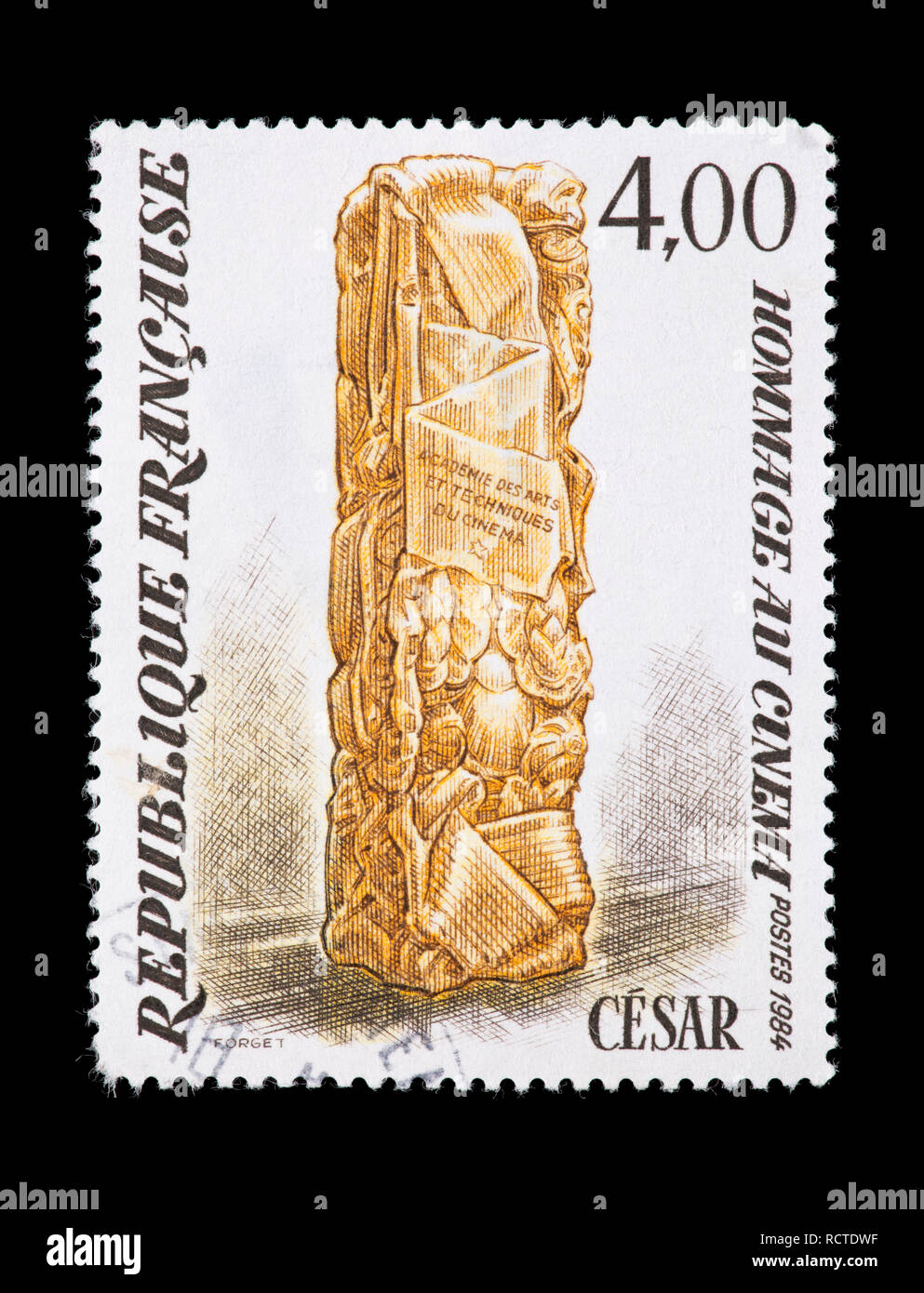 Postage stamp from France depicting the Cesar sculpture Homage to the ...
