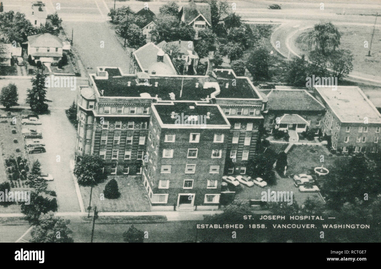 St. Joseph's Hospital, Vancouver Washington, old postcard Stock Photo ...