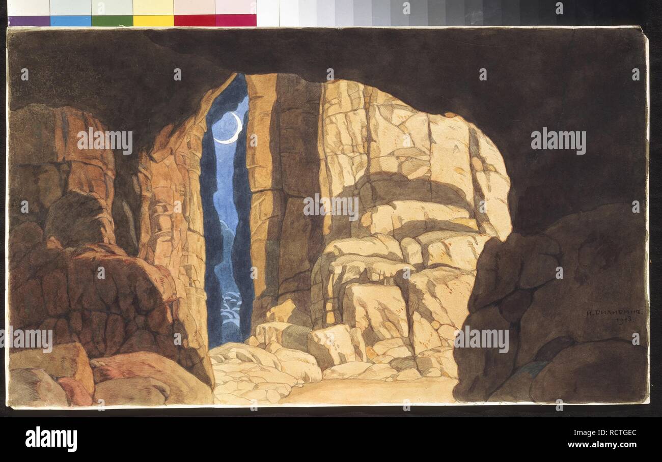 The Fingal's Cave. Stage design for the opera Ruslan and Lyudmila by M ...