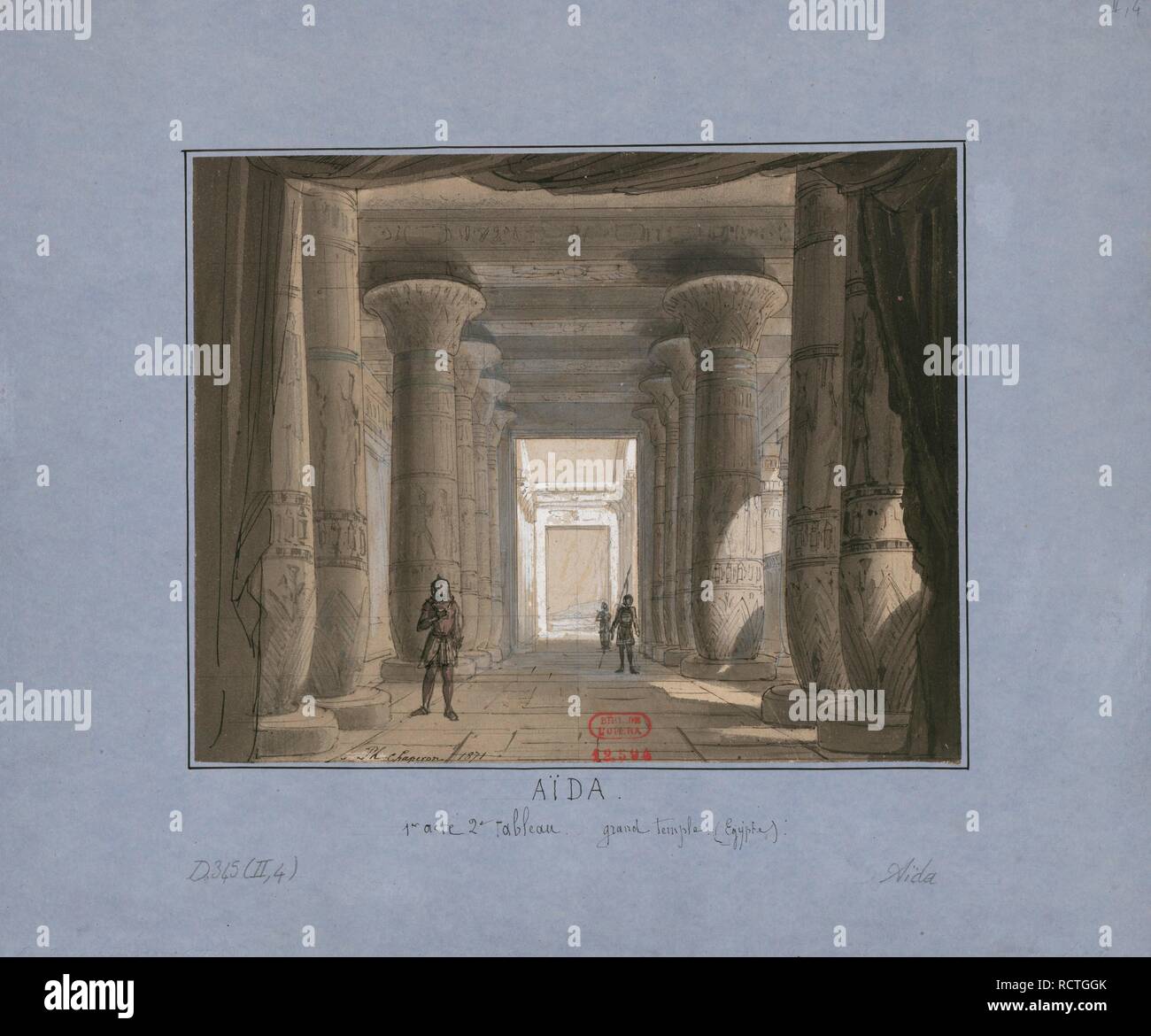 Set design for opera Aida by Giuseppe Verdi. Théâtre de l'Opéra, Cairo ...