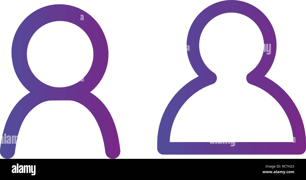Purple Linear outline Person icon, User icon vector illustration ...