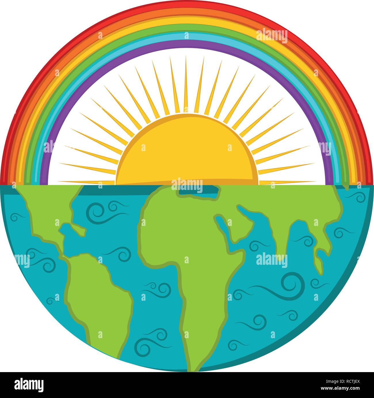 Half earth with a rainbow and sun Stock Vector Image & Art - Alamy