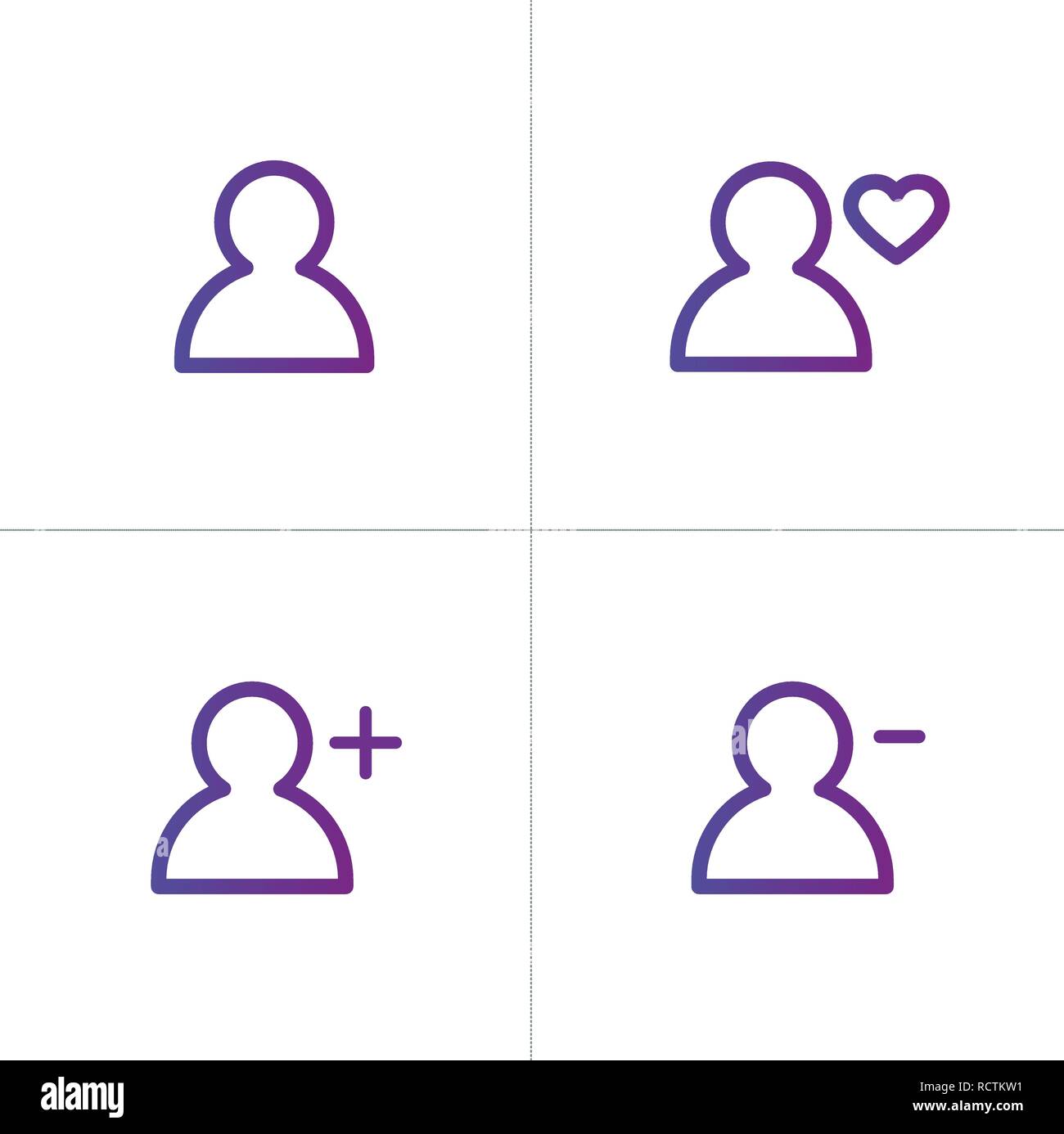 Purple Linear outline Person icon, User icon vector illustration ...