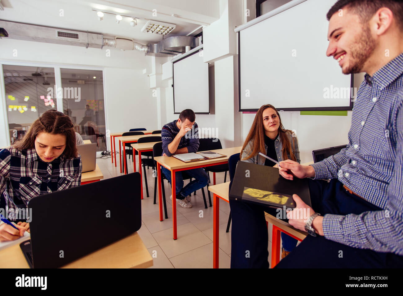 Students are in the classroom, listening carefully a lecture Stock ...