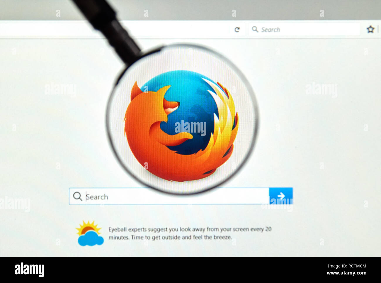 MONTREAL, CANADA - JUNE 4, 2016 : Firefox web browser under magnifying ...