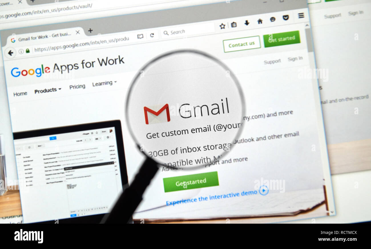 MONTREAL, CANADA - MAY 23, 2016 : Google Gmail web page under ...