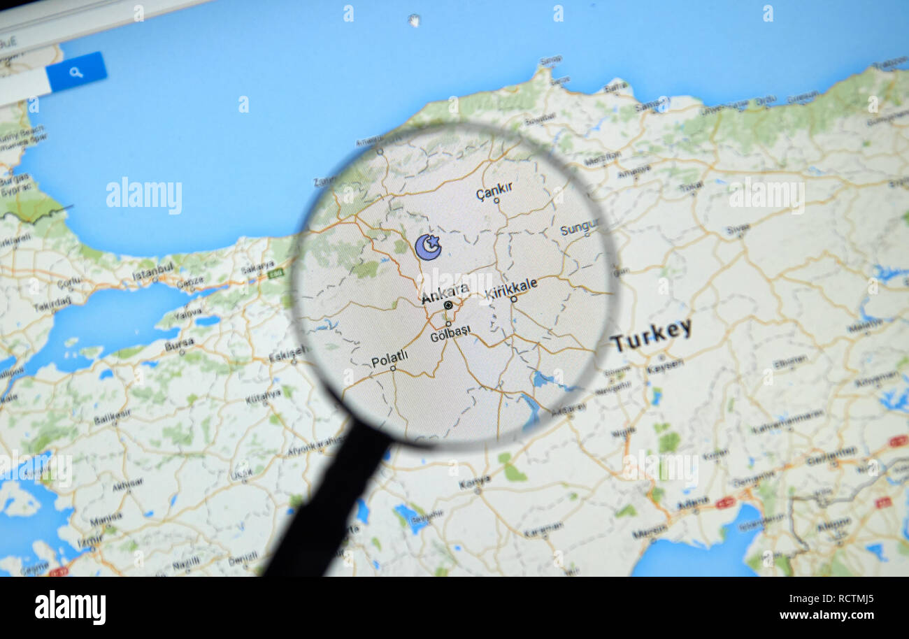 Map of istanbul under magnifying glass hi-res stock photography and ...