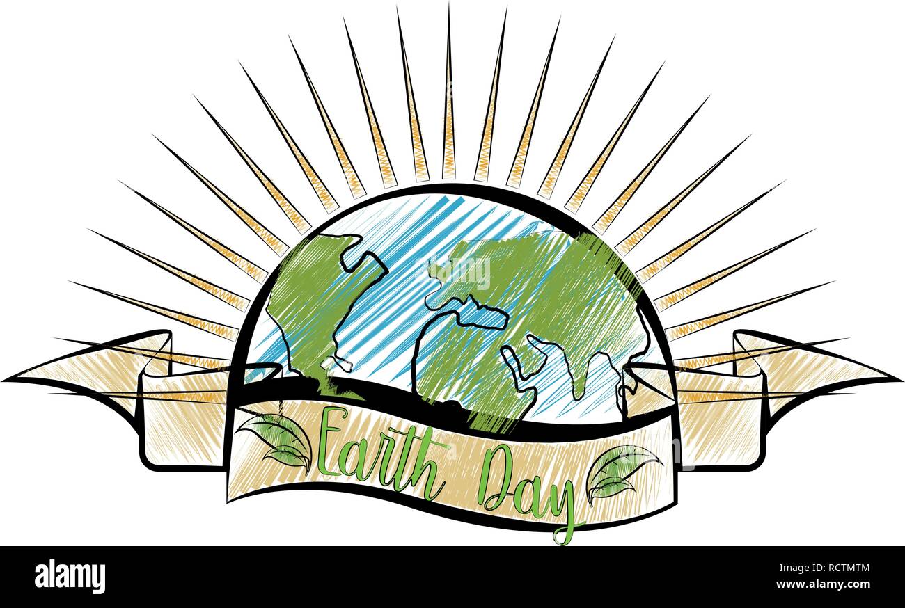 Sketch of an earth day label Stock Vector Image & Art - Alamy