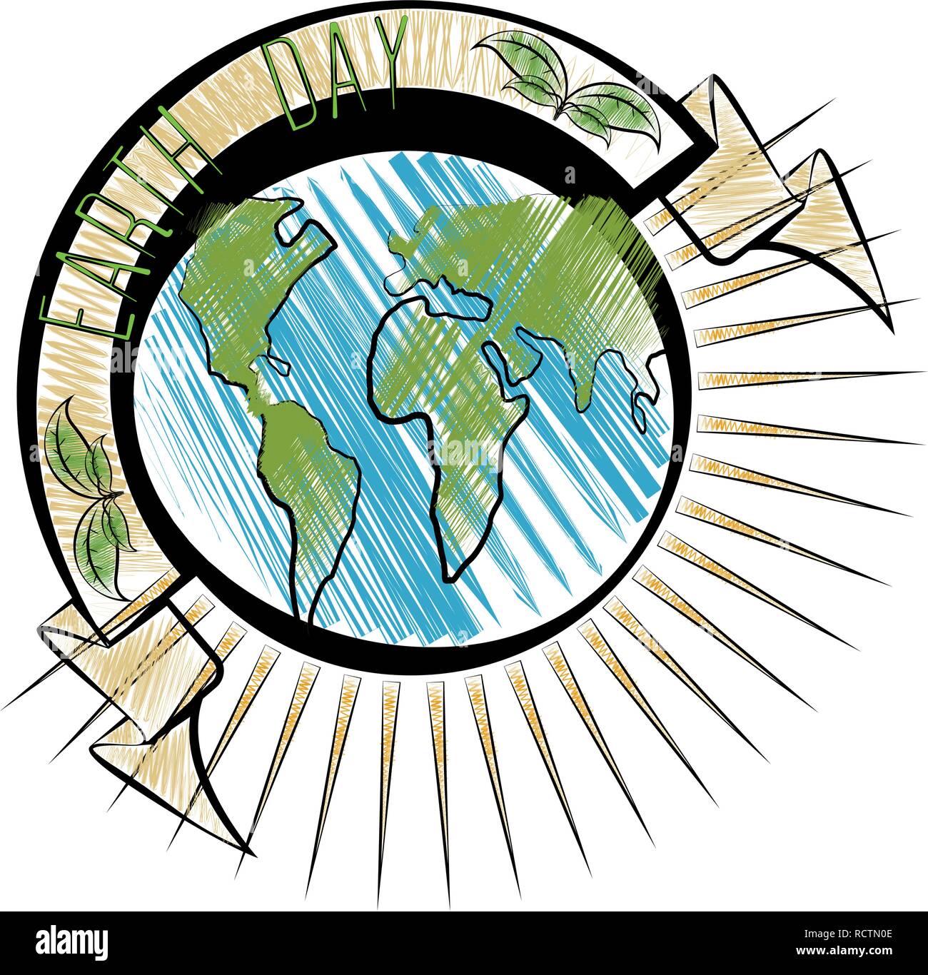 Sketch of an earth day label Stock Vector Image & Art - Alamy