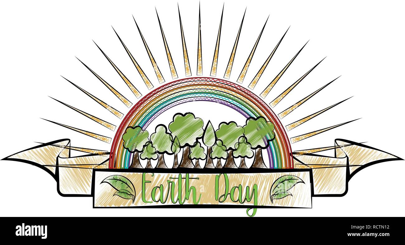 Sketch of an earth day label Stock Vector Image & Art - Alamy