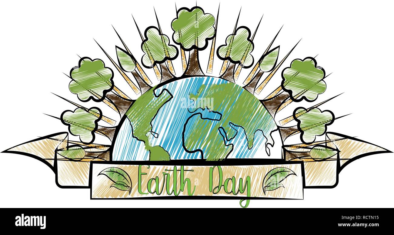 Sketch of an earth day label Stock Vector Image & Art - Alamy