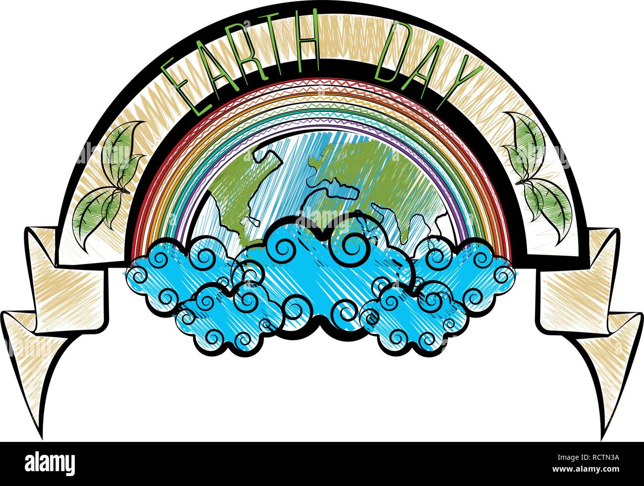 Sketch of an earth day label Stock Vector Image & Art - Alamy