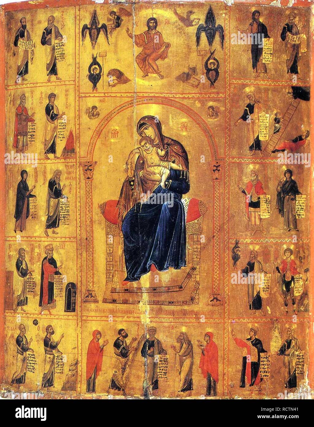 Virgin Theotokos And Child Between Saints