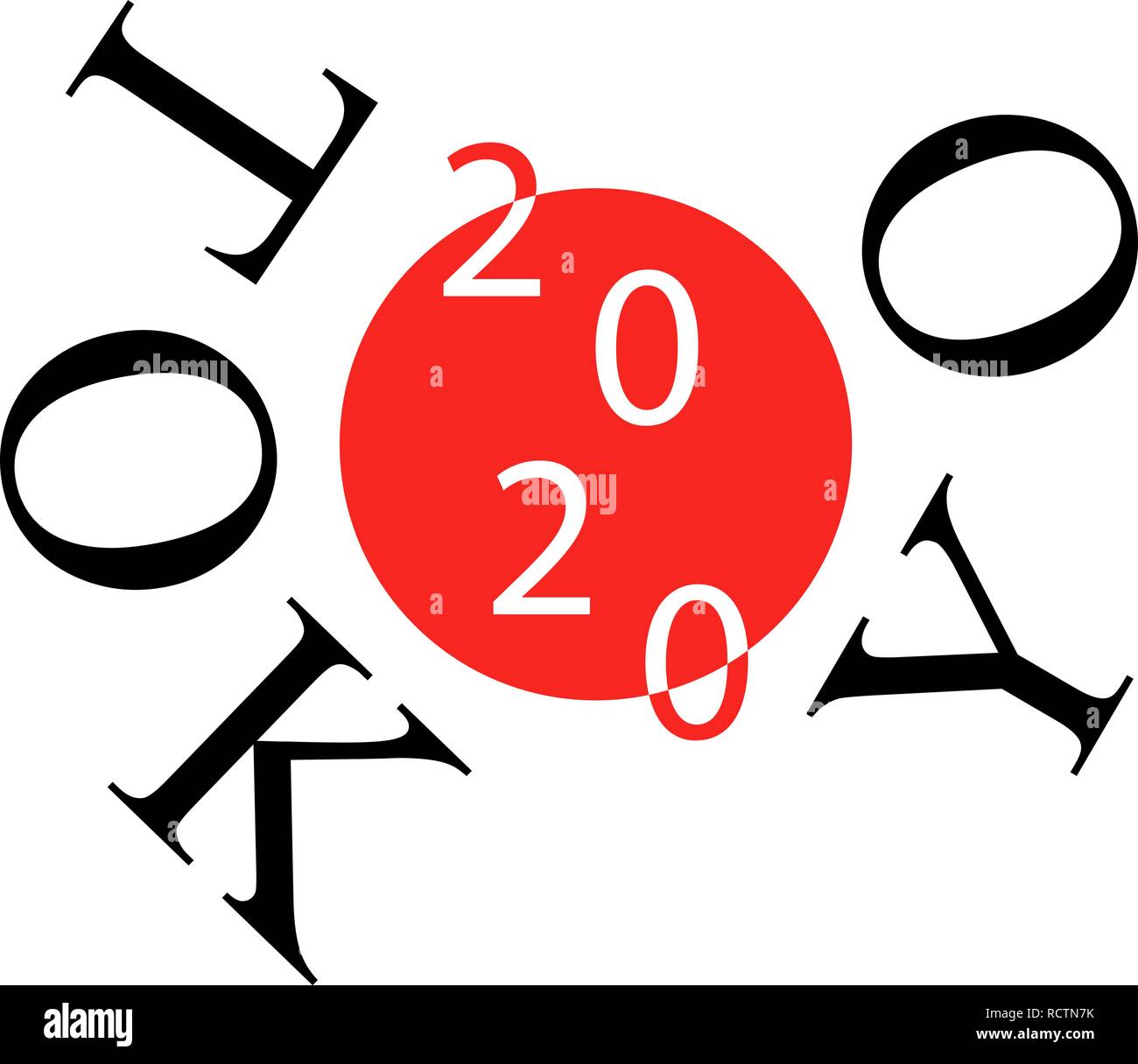 2020 on japanese flag, illustration for the summer games of 2020 ...