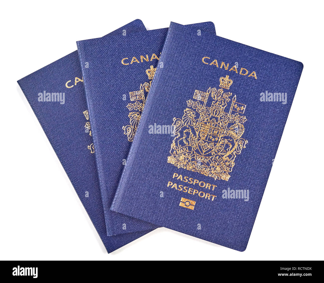 Canadian passports close-up and isolated over white background Stock ...