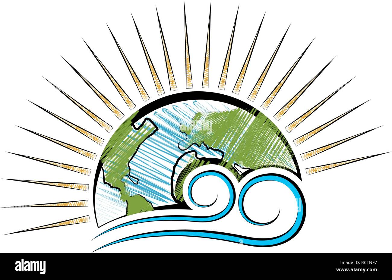 Sketch of a half earth with wind Stock Vector Image & Art - Alamy