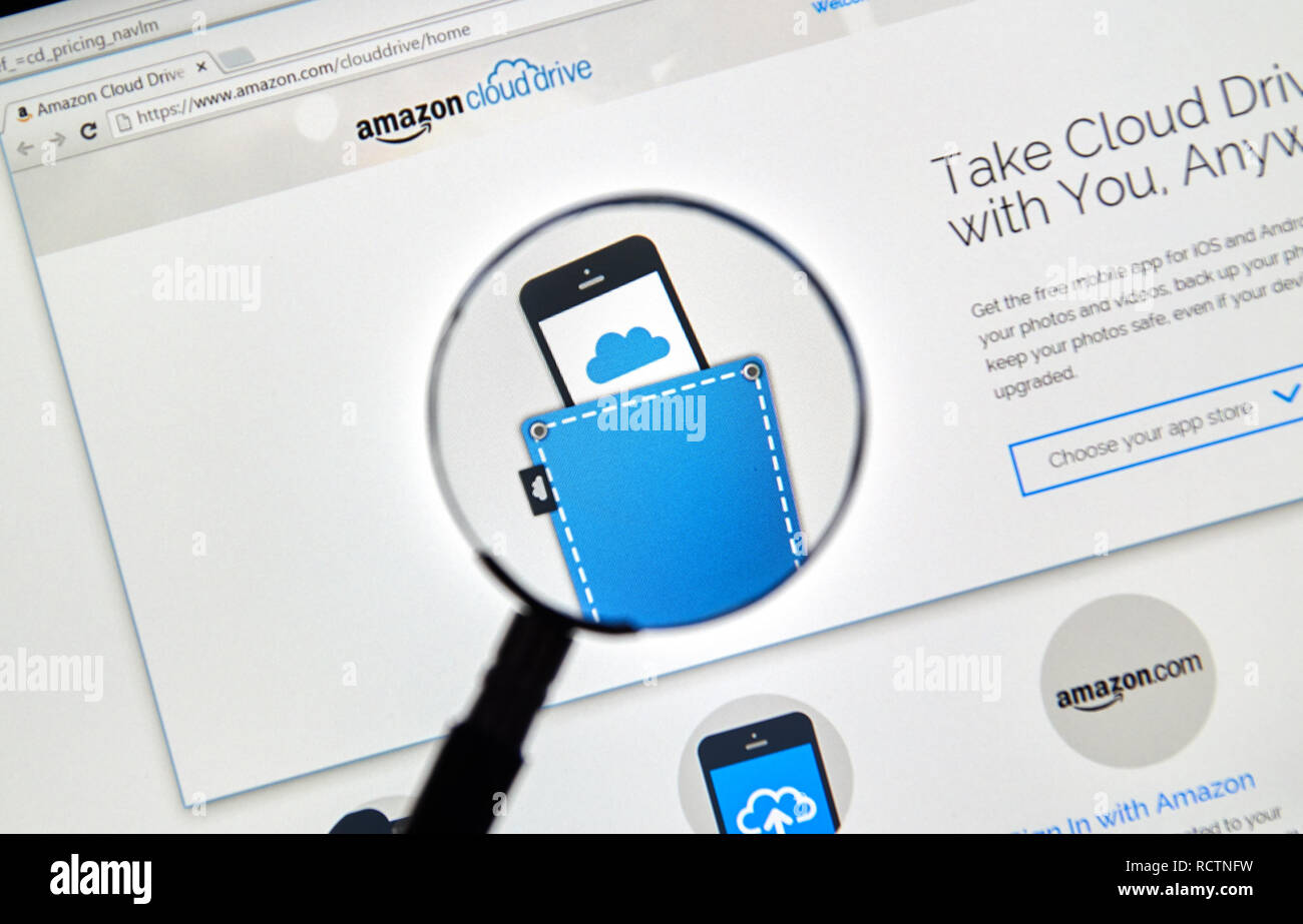 MONTREAL, CANADA - MAY 8, 2016 : Amazon Cloud Drive web page under ...