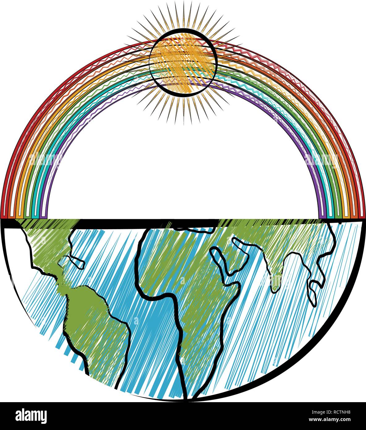Sketch of a half earth with a rainbow Stock Vector Image & Art - Alamy