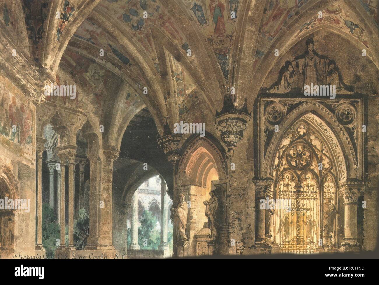 Set design for the Opera Don Carlos by Giuseppe Verdi. Milano, Teatro ...