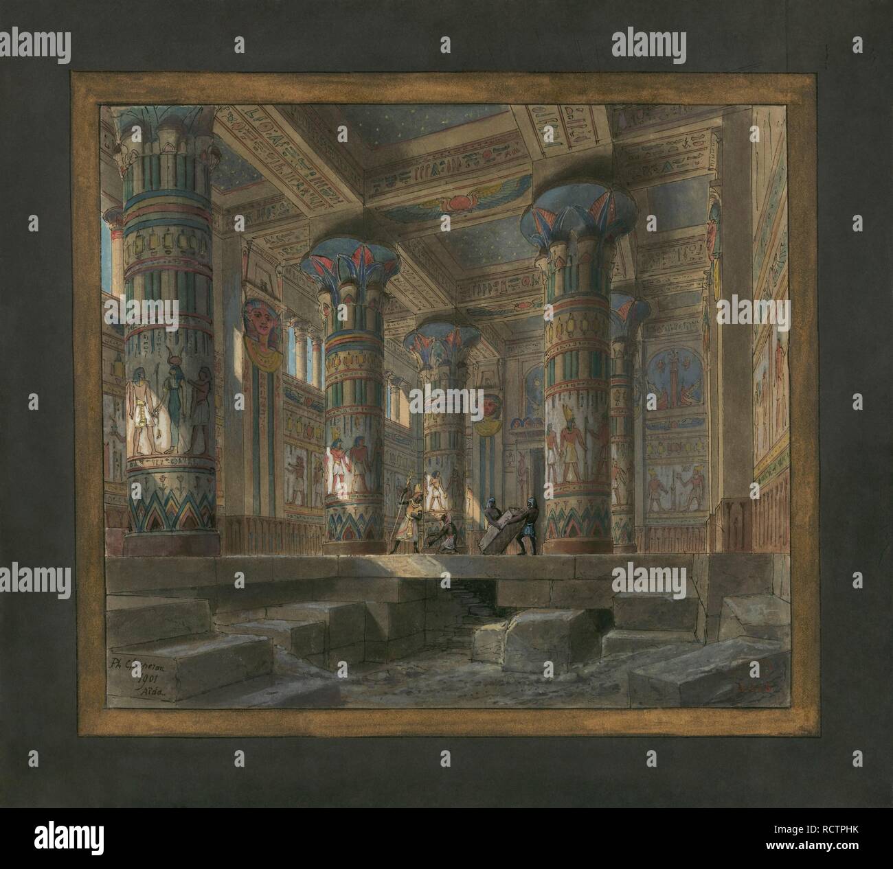 Set design for opera Aida by Giuseppe Verdi. Paris, Théâtre national de ...