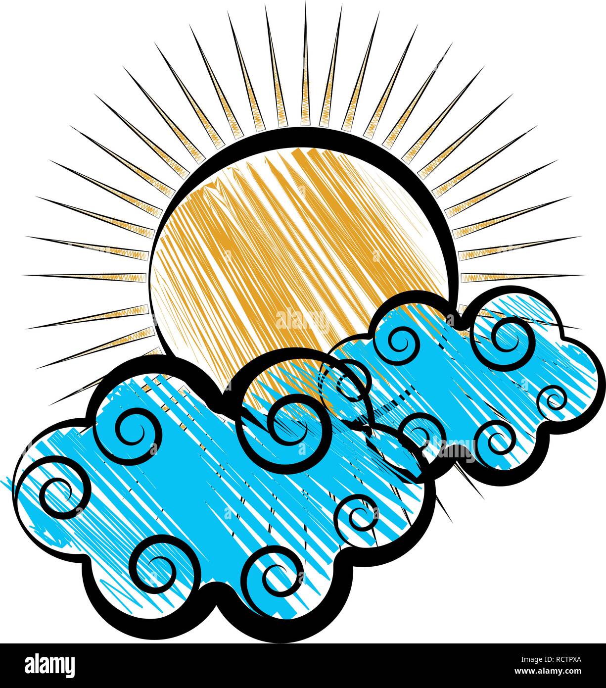 Sketch of a sun with clouds Stock Vector Image & Art - Alamy