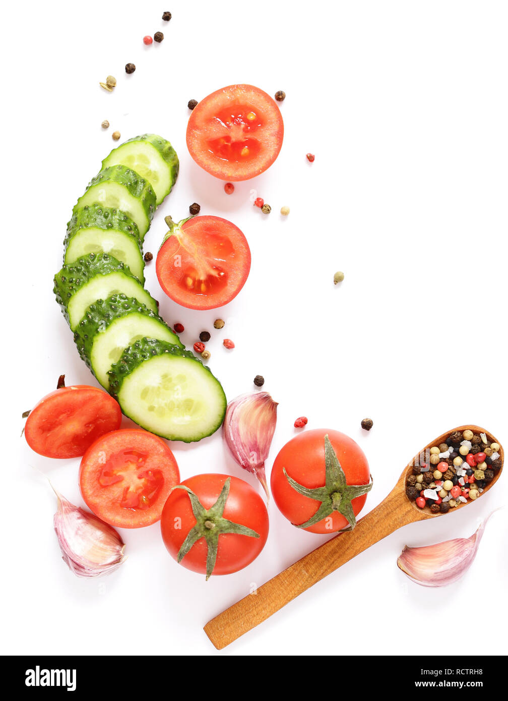 fresh food vegetables and spices on white background Stock Photo - Alamy