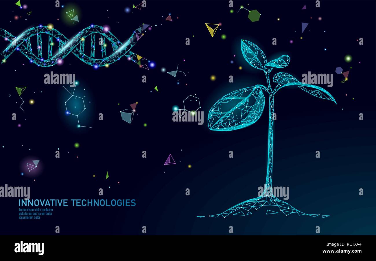 Plant sprout biotechnology abstract concept. 3D render seedling tree ...