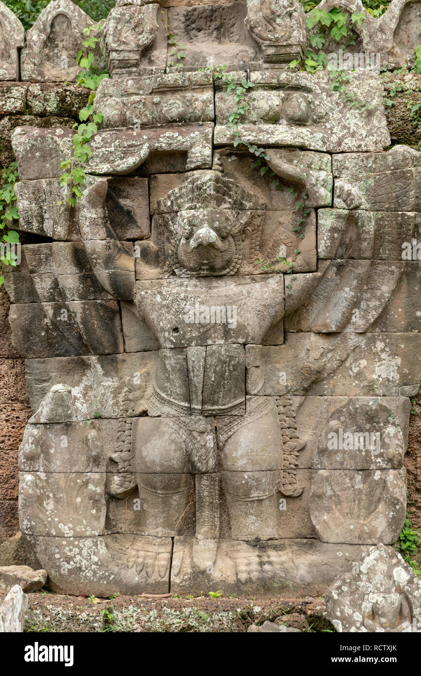Garuda bas-relief on Preah Khan temple wall Stock Photo - Alamy