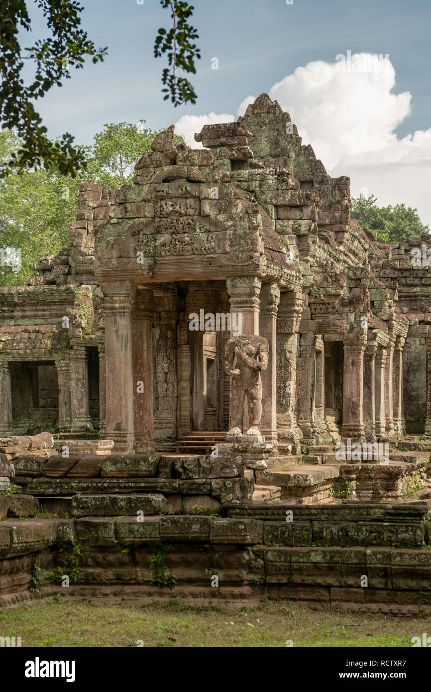 Portico of stone temple framed by trees Stock Photo - Alamy