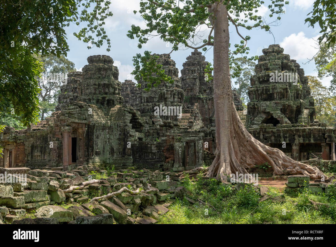 Rear of ruined stone temple in forest Stock Photo - Alamy
