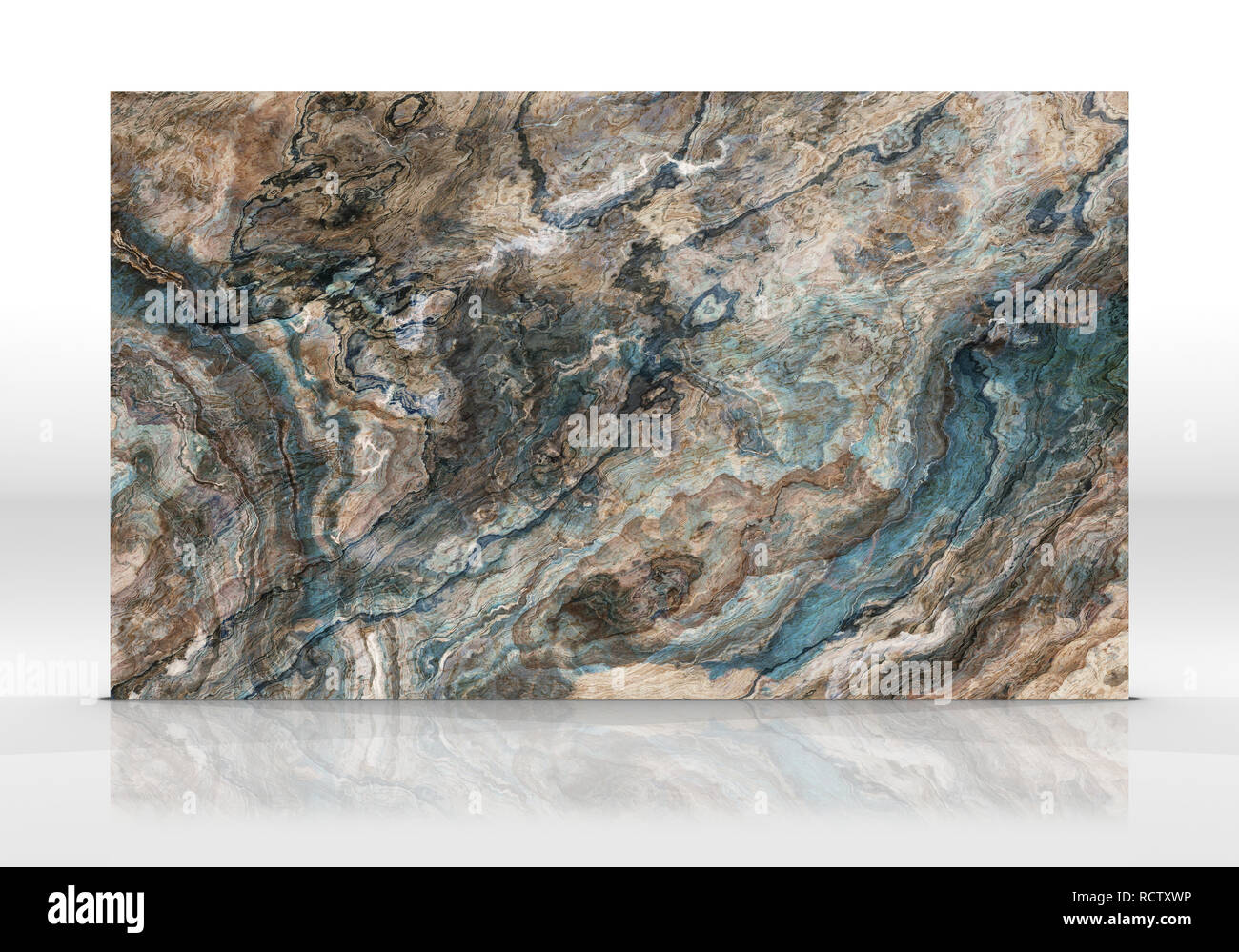 Onyx marble tile standing on the white background with reflections and ...