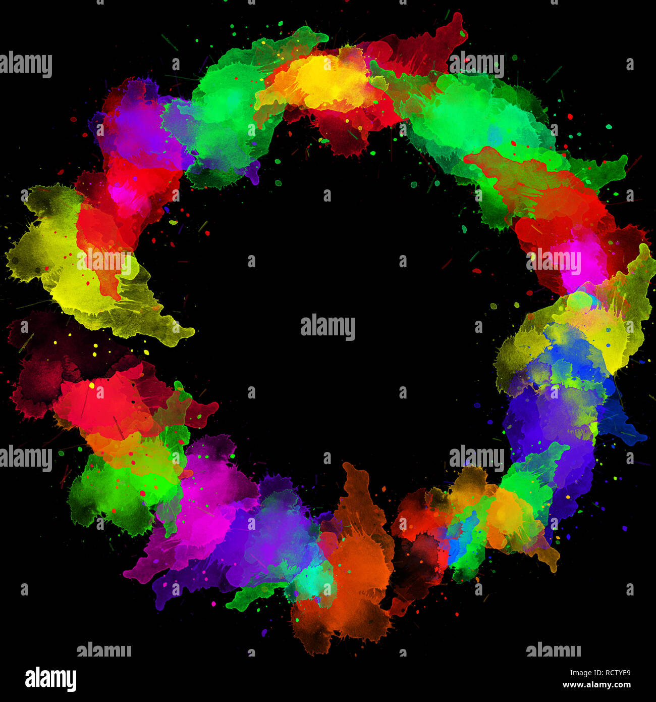 Creative colorful rainbow watercolor border. Texture frame Stock Photo ...