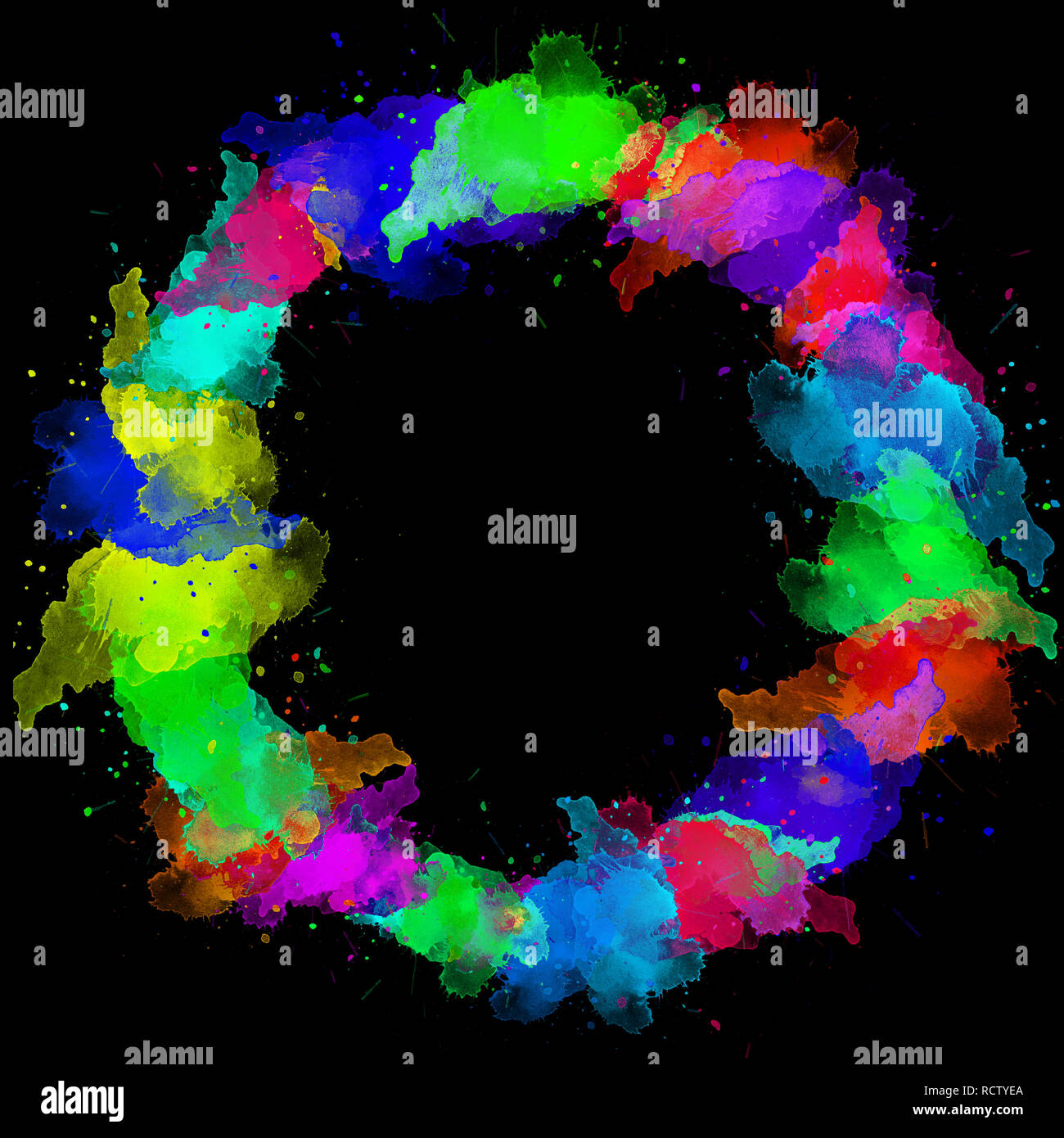 Creative colorful rainbow watercolor border. Texture frame Stock Photo ...