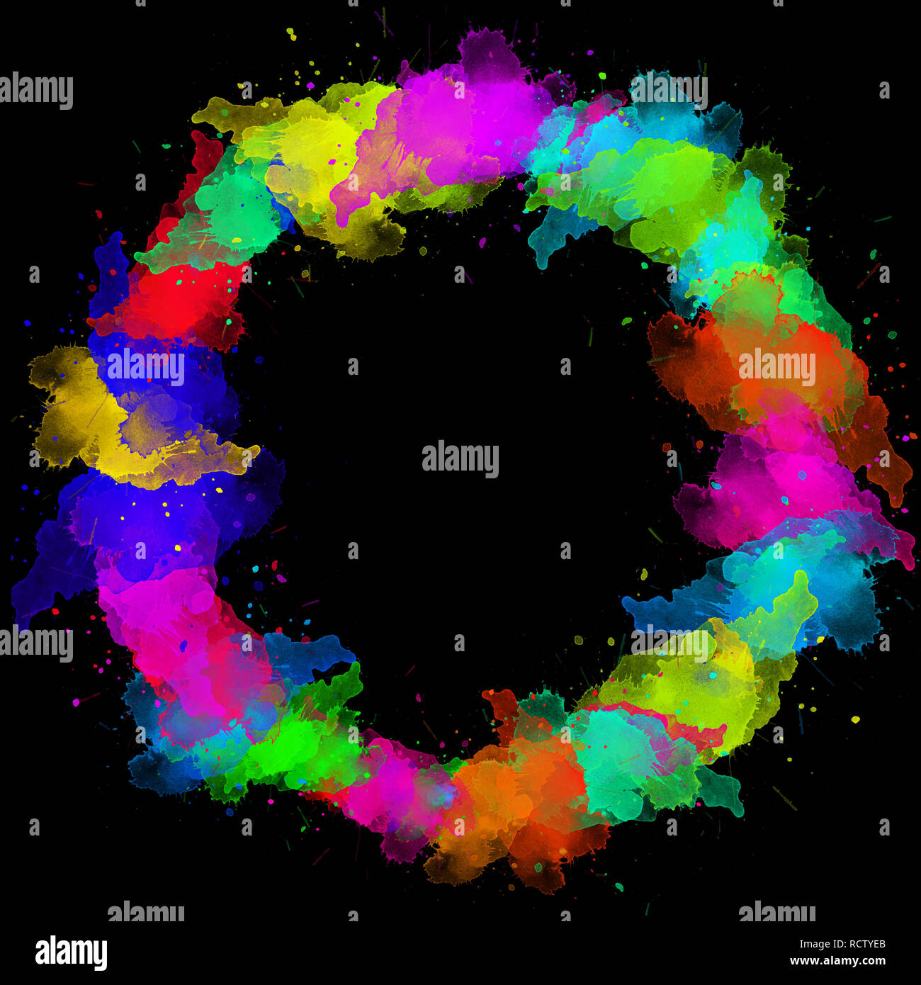 Creative colorful rainbow watercolor border. Texture frame Stock Photo ...