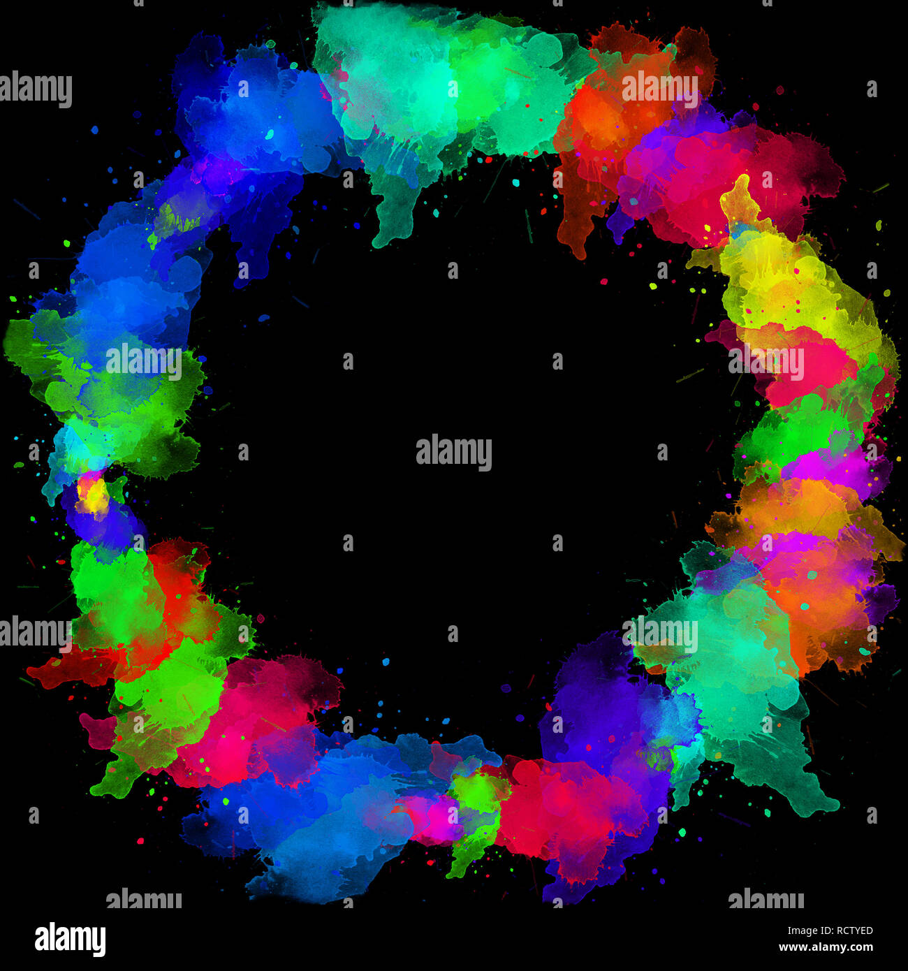 Creative colorful rainbow watercolor border. Texture frame Stock Photo ...