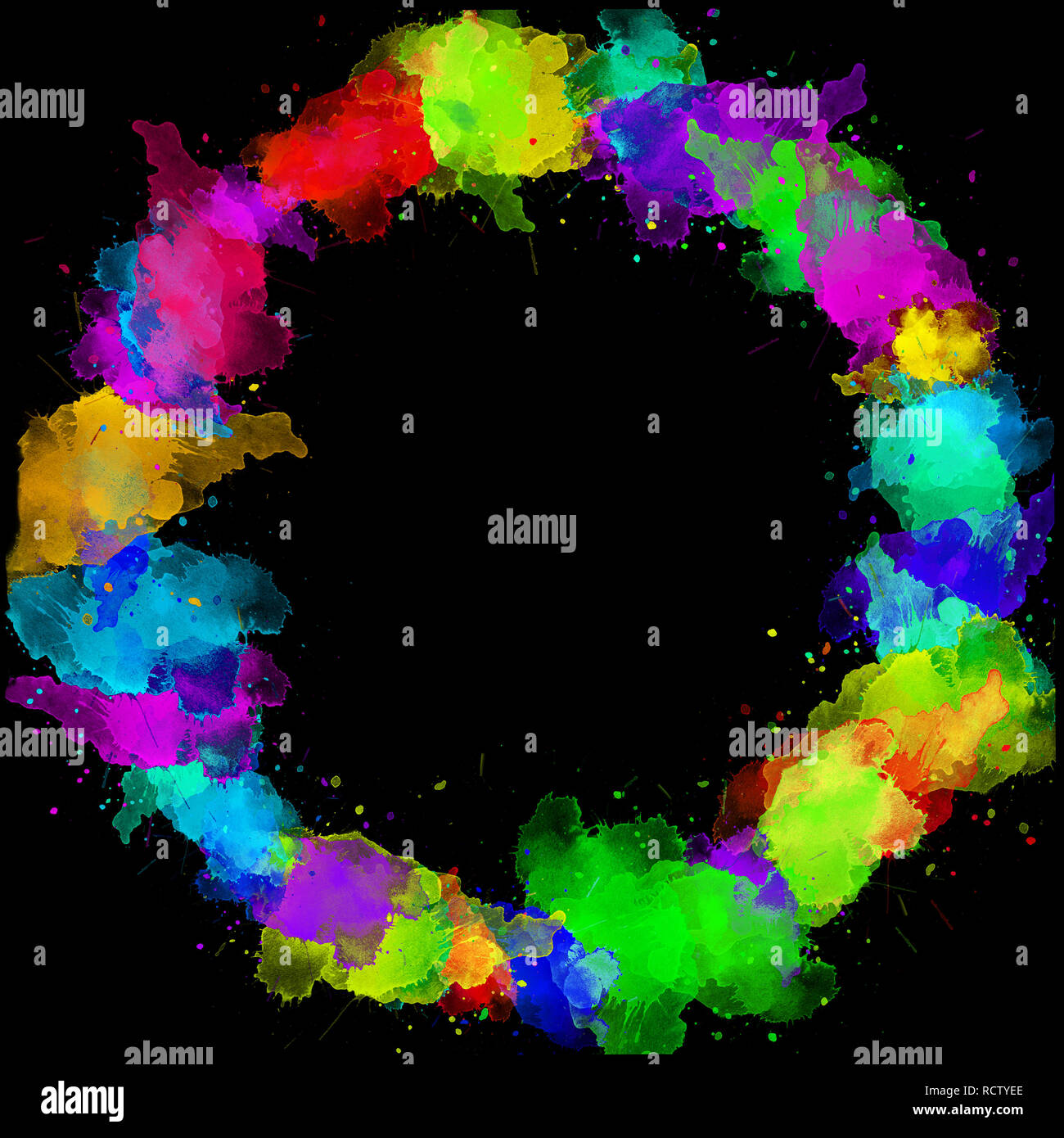 Creative colorful rainbow watercolor border. Texture frame Stock Photo ...