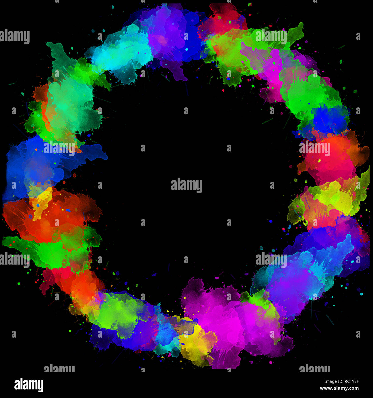 Rainbow Paint Splatter Border