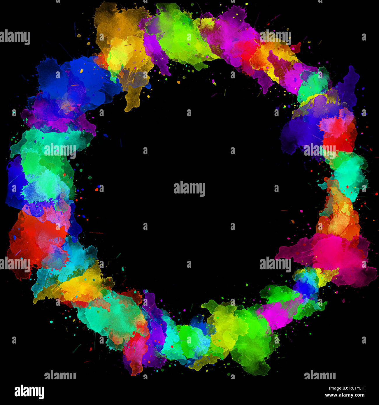 Creative colorful rainbow watercolor border. Texture frame Stock Photo ...