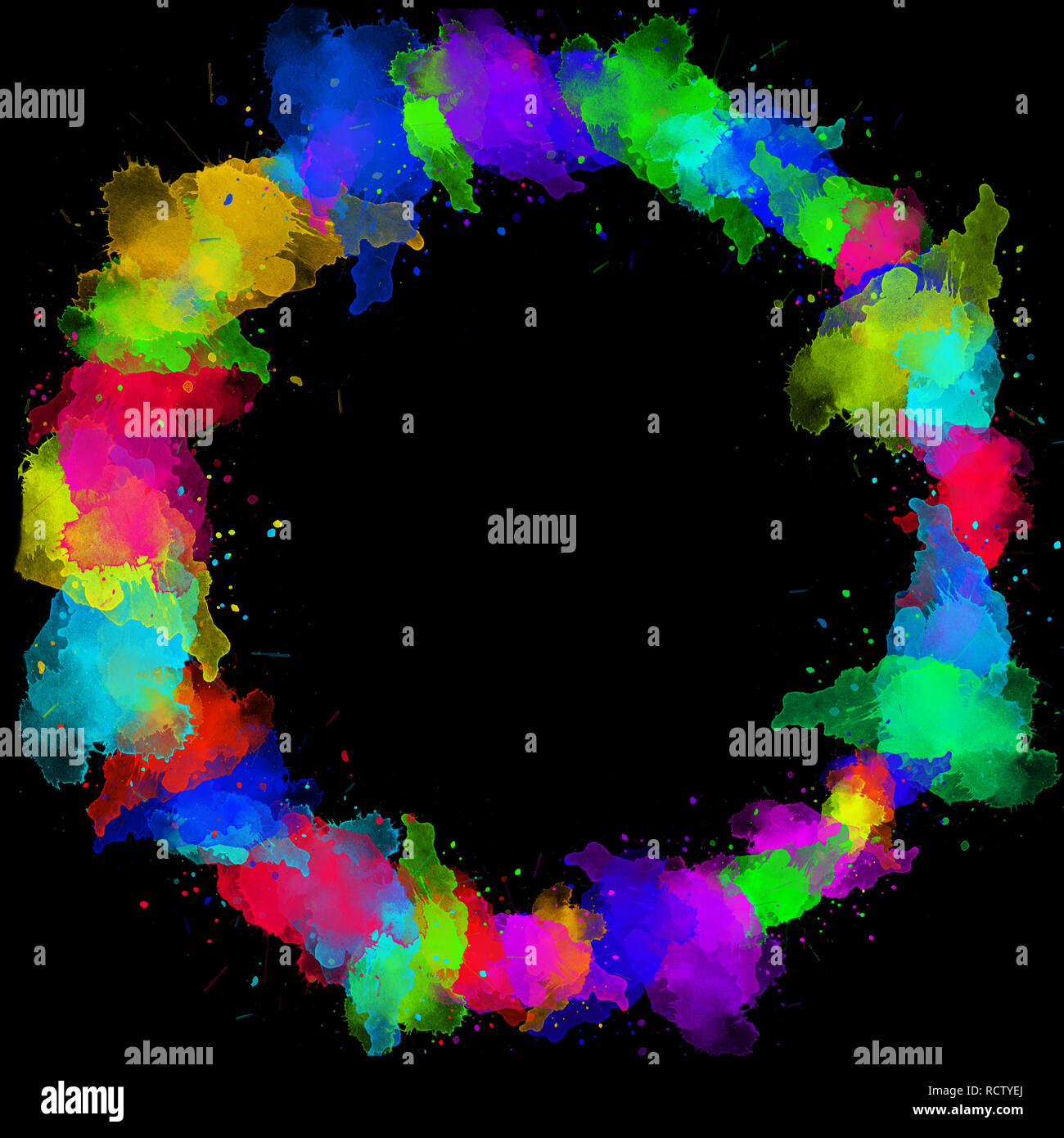 Creative colorful rainbow watercolor border. Texture frame Stock Photo ...