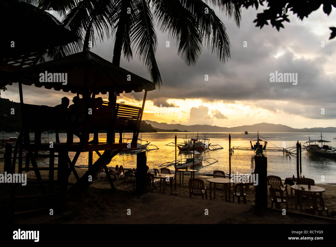 Beautiful sunset at Port Barton, Paalawan, Philippines Stock Photo - Alamy