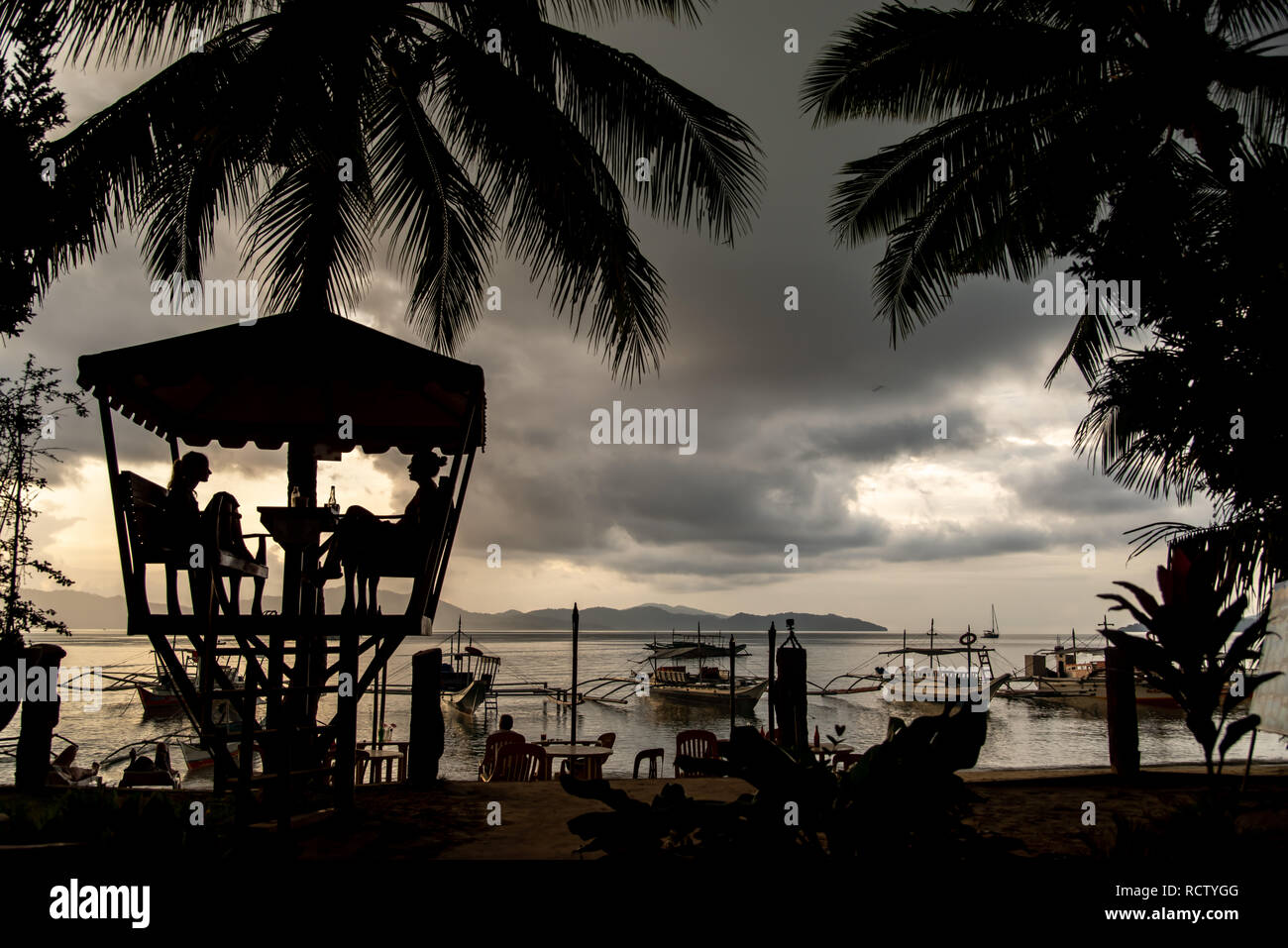 Beautiful sunset at Port Barton, Paalawan, Philippines Stock Photo - Alamy