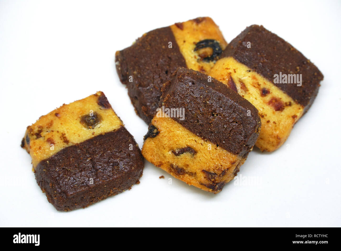 Group of chocolate cookies on white background Stock Photo - Alamy