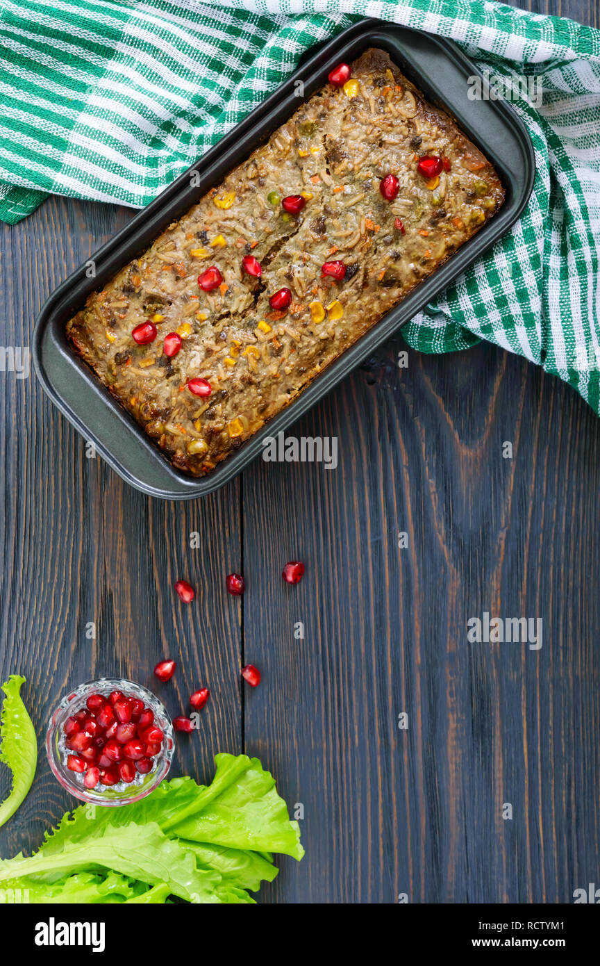 Liver casserole. Useful dish from the liver. Freshly baked pork liver ...