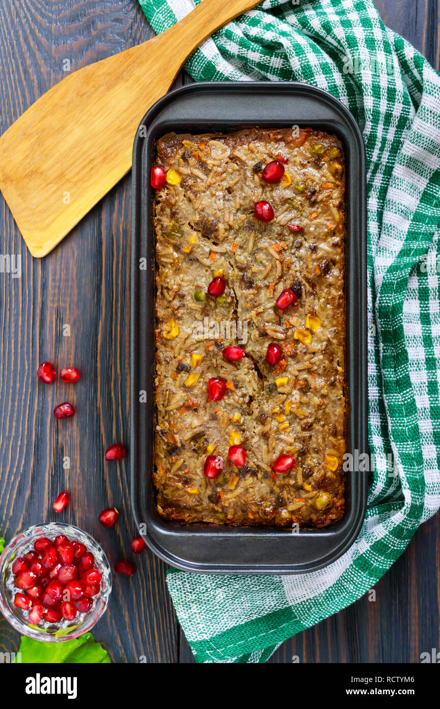 Liver casserole. Useful dish from the liver. Freshly baked pork liver ...