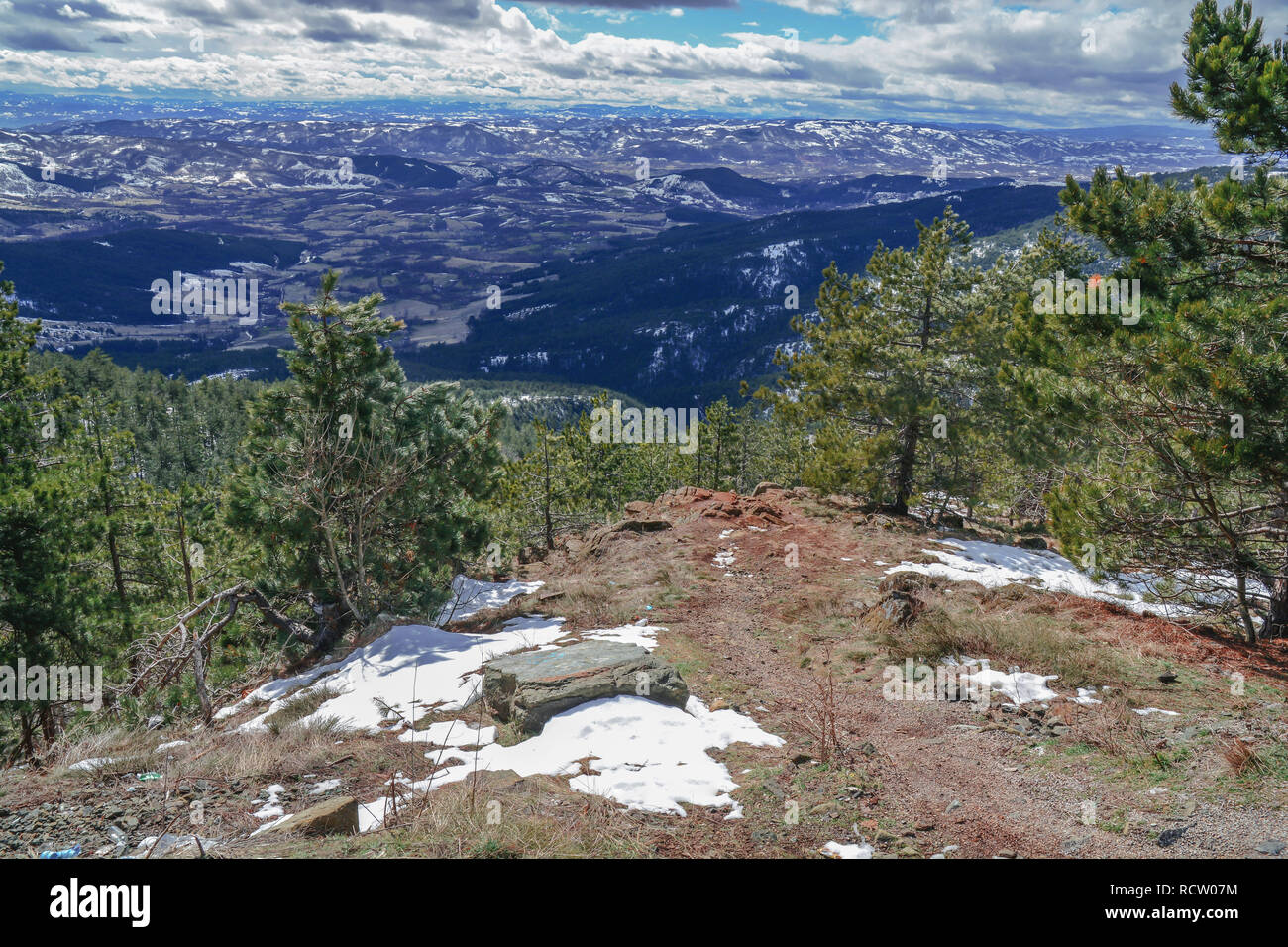 Big mountain point view of valley with cloudy dark sky Stock Photo - Alamy
