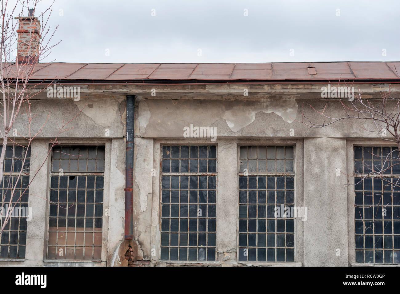 Abandoned window old dirty factory Stock Photo - Alamy