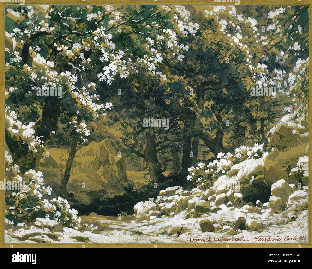 Set design for the Opera Don Carlos by Giuseppe Verdi. Milano, Teatro ...