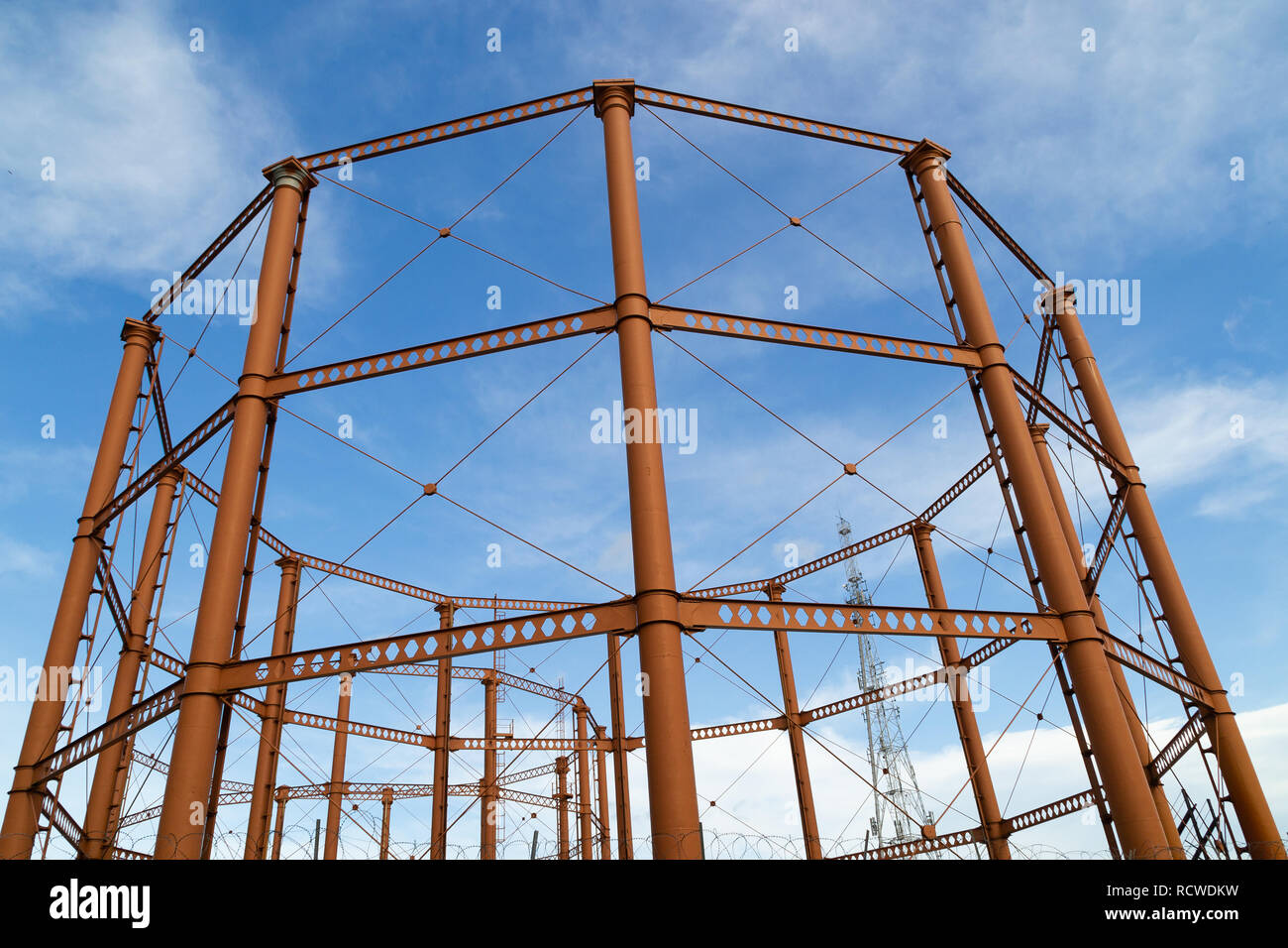 The empty natural gas tank towers in Bolton, England Stock Photo - Alamy