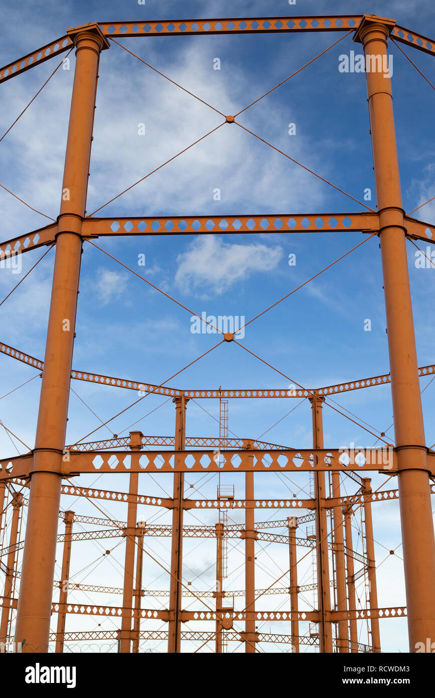 The empty natural gas tank towers in Bolton, England Stock Photo - Alamy
