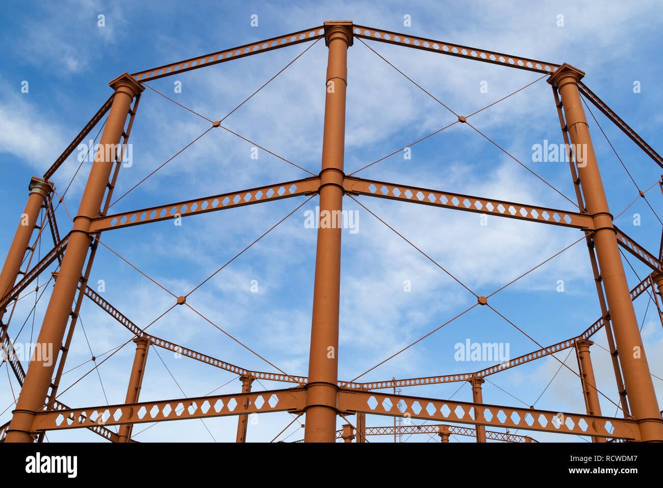 The empty natural gas tank towers in Bolton, England Stock Photo - Alamy